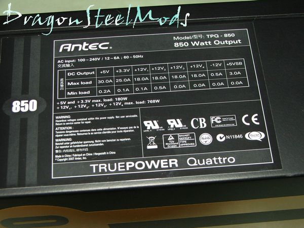 Review: Antec TruePower Quattro 850Watt Power Supply | DragonSteelMods